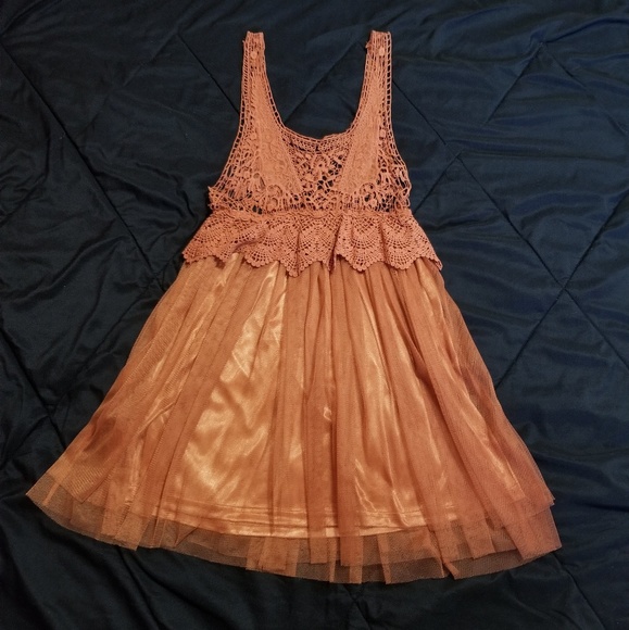 Dresses | Rust Orange Lace Crochet Tull Dress | Poshmark